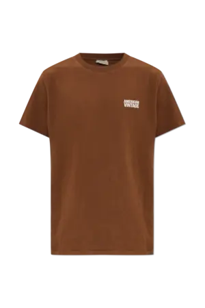 American Vintage T-shirt With Printed Logo - Brown
