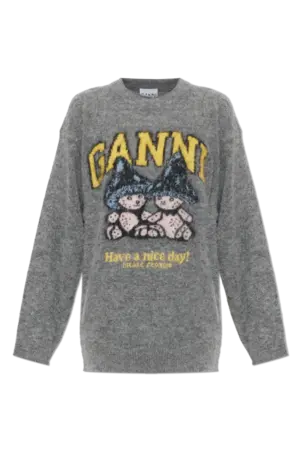 GANNI Oversize Sweater With Logo