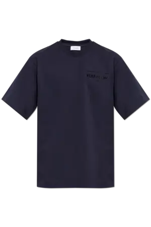 FERRAGAMO T-shirt With A Logo And Velvet Finish - Navy Blue