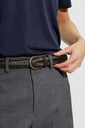 FERRAGAMO Leather Belt With Decorative Braid