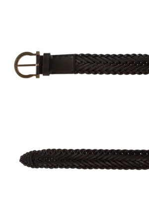 FERRAGAMO Leather Belt With Decorative Braid