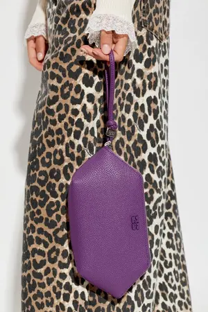 GANNI Hexagonal Eco-leather Makeup Bag With Wristlet - Purple