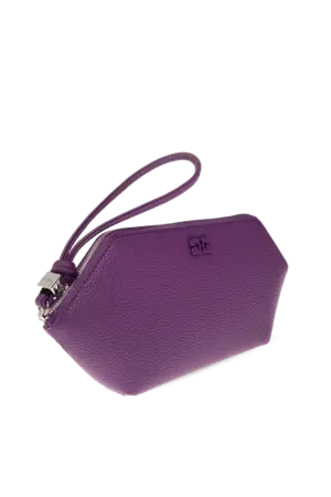 GANNI Hexagonal Eco-leather Makeup Bag With Wristlet - Purple