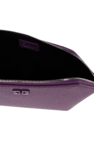 GANNI Hexagonal Eco-leather Makeup Bag With Wristlet - Purple