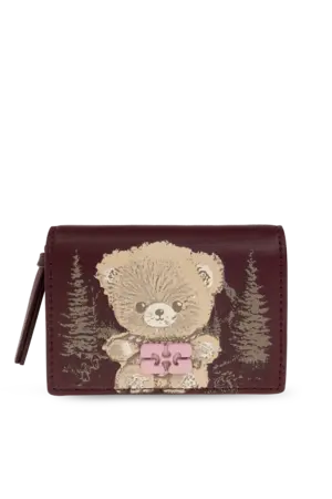 GANNI Wallet With Logo - Burgundy