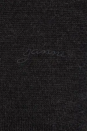 GANNI Wool Turtleneck With Lace Trim