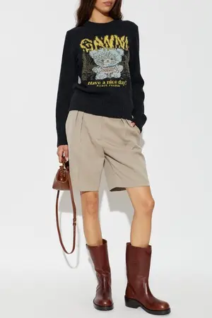 GANNI Sweater With Colorful Pattern And Logo