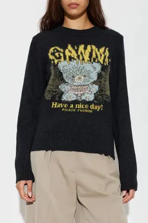 GANNI Sweater With Colorful Pattern And Logo