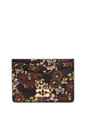 GANNI Card Case With Floral Motif - Brown