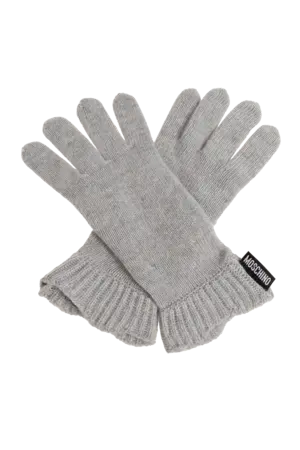 Moschino Gloves With Logo Patch - Grey