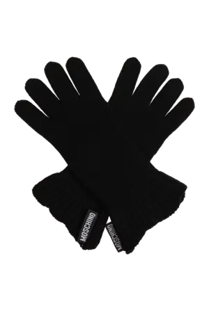 Moschino Gloves With Logo Patch - Black