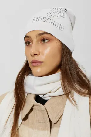 Moschino Wool Beanie With Shimmering Sequins - Cream