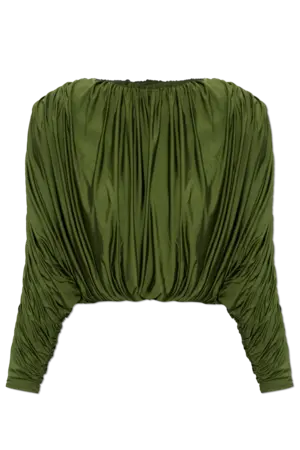 SELF-PORTRAIT Draped Top With Shoulder Pads - Green