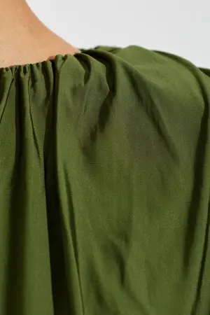 SELF-PORTRAIT Draped Top With Shoulder Pads - Green
