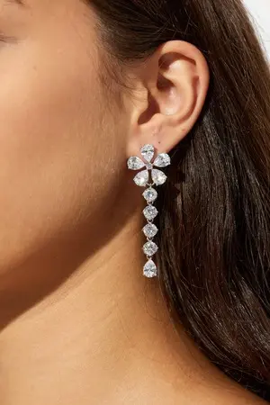SELF-PORTRAIT Long Earrings With Shimmering Crystals
