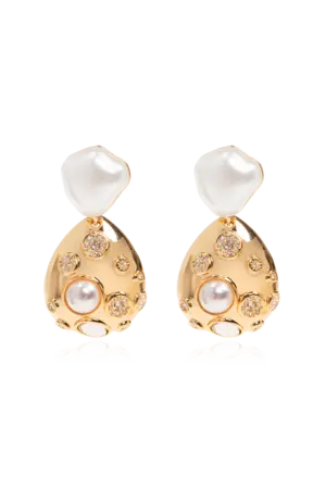 SELF-PORTRAIT Earrings With Shimmering Crystals - Gold