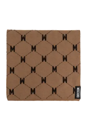 Moschino Wool Scarf With Monogram - Brown