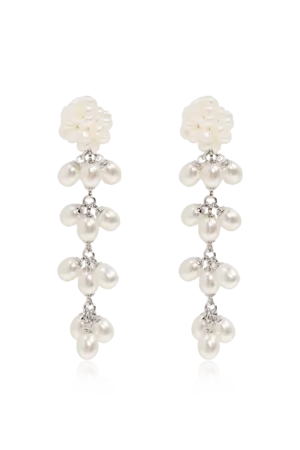 SELF-PORTRAIT Long Earrings With Glass Pearls