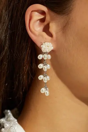 SELF-PORTRAIT Long Earrings With Glass Pearls