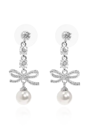 SELF-PORTRAIT Earrings With Shimmering Crystals - Silver