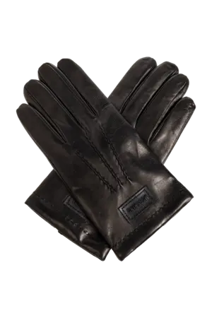 Moschino Leather Gloves With Logo - Black