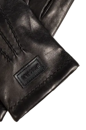 Moschino Leather Gloves With Logo