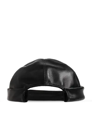 Moschino Leather Cap With Logo Patch