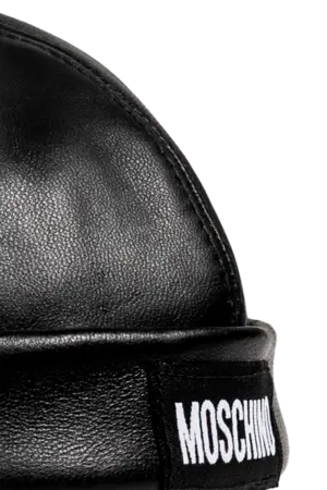 Moschino Leather Cap With Logo Patch