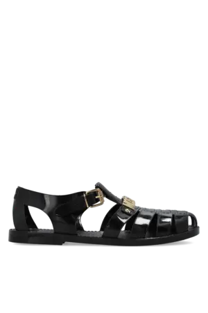 Moschino Rubber Sandals With Logo - Black