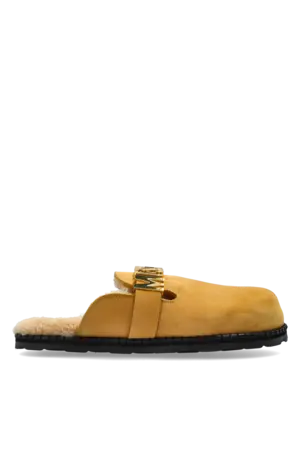 Moschino Suede Slides With Logo