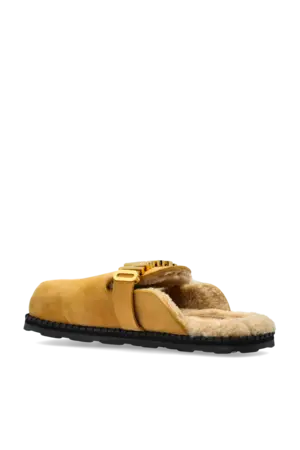 Moschino Suede Slides With Logo