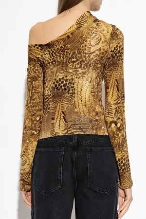 ALLSAINTS Arlie Animal Print Asymmetric Top - Brown