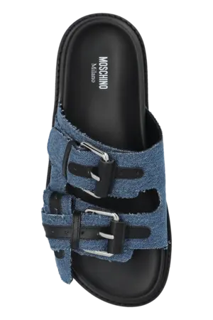 Moschino Denim Slides With A 'vintage' Effect