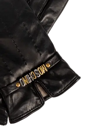 Moschino Leather Gloves With Logo