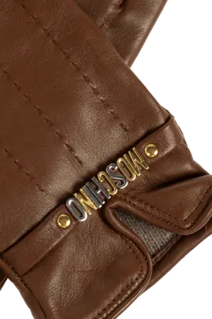 Moschino Leather Gloves With Logo