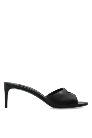 Dolce & Gabbana Leather Heeled Mules - Black
