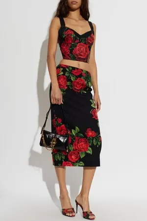 Dolce & Gabbana Leather Floral Heeled Mules