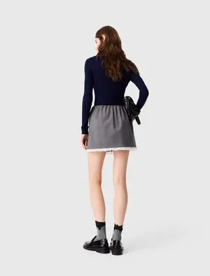 Maje Short Skirt With Lace Trim
