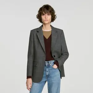 Sandro Check Tailored Jacket