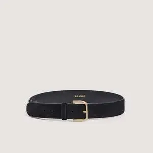 Sandro Wide Suede Belt Black