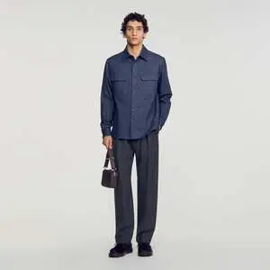 Sandro Cotton Flannel Shirt - Blue