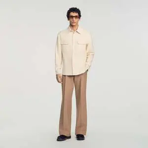 Sandro Cotton Flannel Shirt - Ecru
