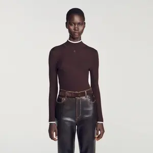 Sandro Ribbed Mock Neck Sweater