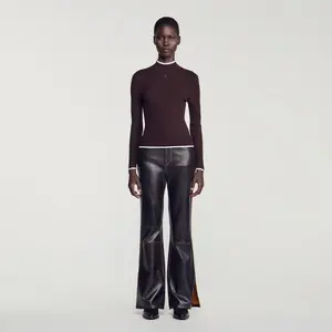 Sandro Ribbed Mock Neck Sweater