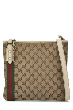 Gucci White Original Gg Canvas Jolicoeur Messenger - Beige