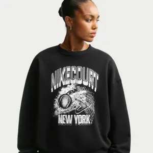 Nike Studio Fleece Medium Weight Oversized Graphic Crew - Black