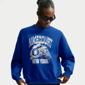Nike Studio Fleece Medium Weight Oversized Graphic Crew - Blue