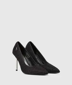 Karl Lagerfeld Sarabande Gemstone Mesh Heels - Black/silver