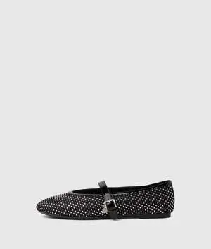 Karl Lagerfeld Karo Gemstone Mesh Mary Janes - Black/silver