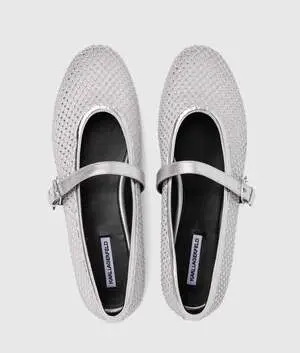 Karl Lagerfeld Karo Gemstone Mesh Mary Janes - Silver